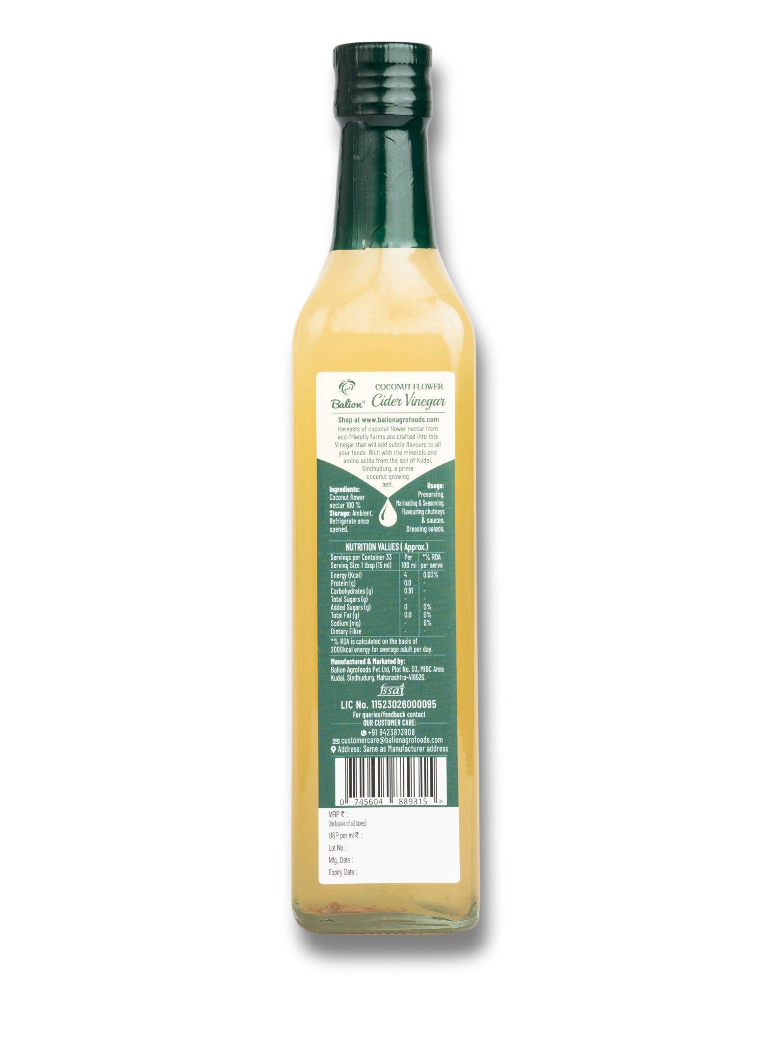 Coconut Flower Cider Vinegar – Singapore Balion Agrofoods Pvt. Ltd.